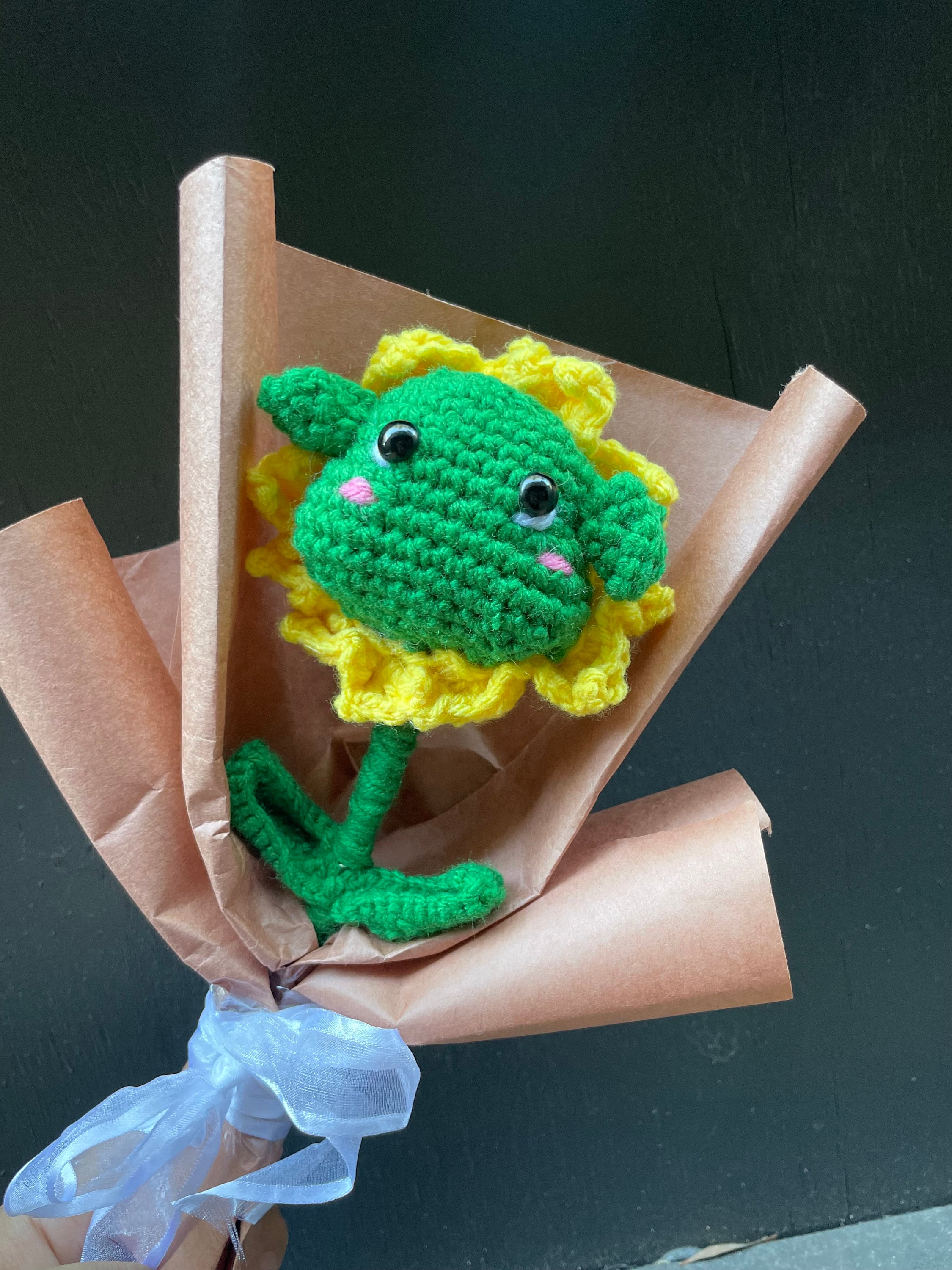 Crochet Shrek Sunflower Single Flower Bouquet Crochet Flower - Etsy