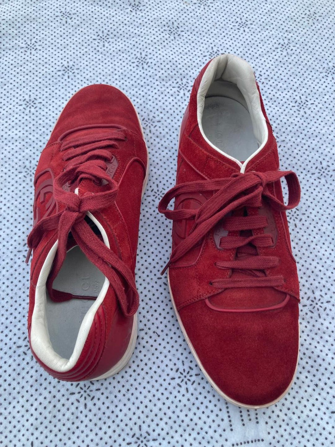 Vintage Gucci Prince Nappa Moorea Rosso Red Suede Sneaker Trainer Shoes ...