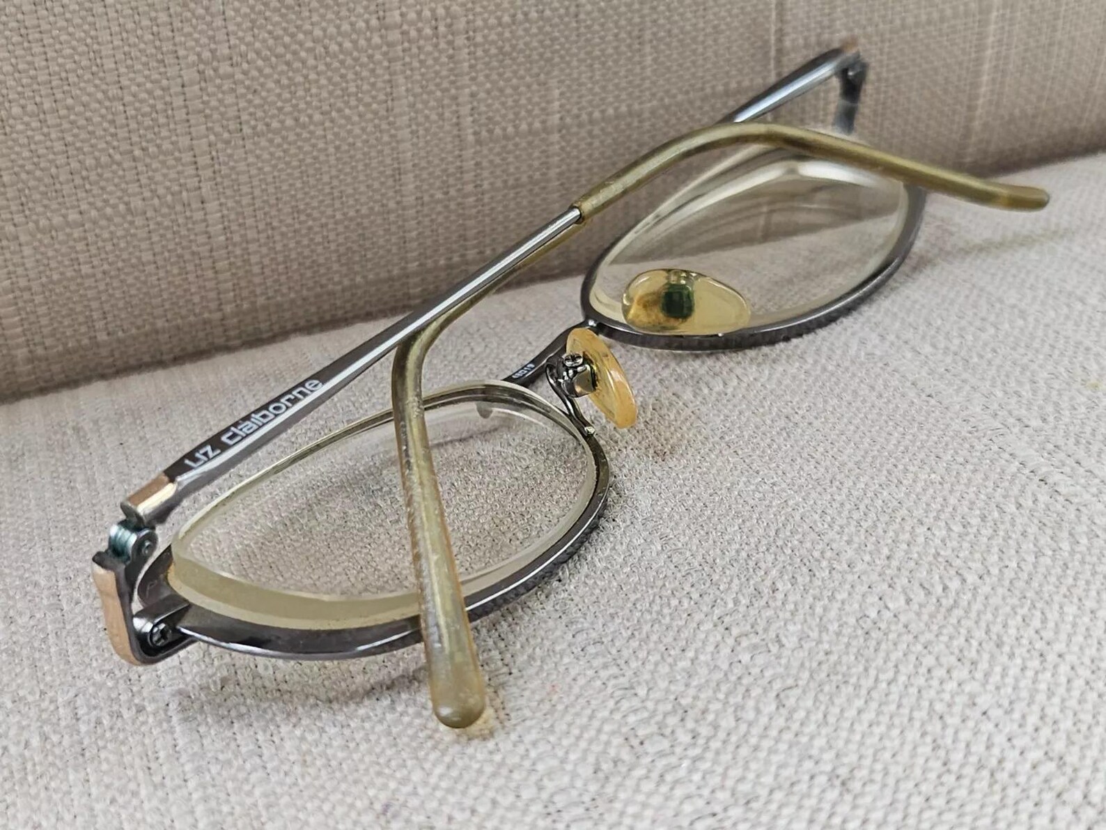 Vintage Liz Claiborne Ladies Glasses Frame Gold/gunmetal Tone 48[]19 ...