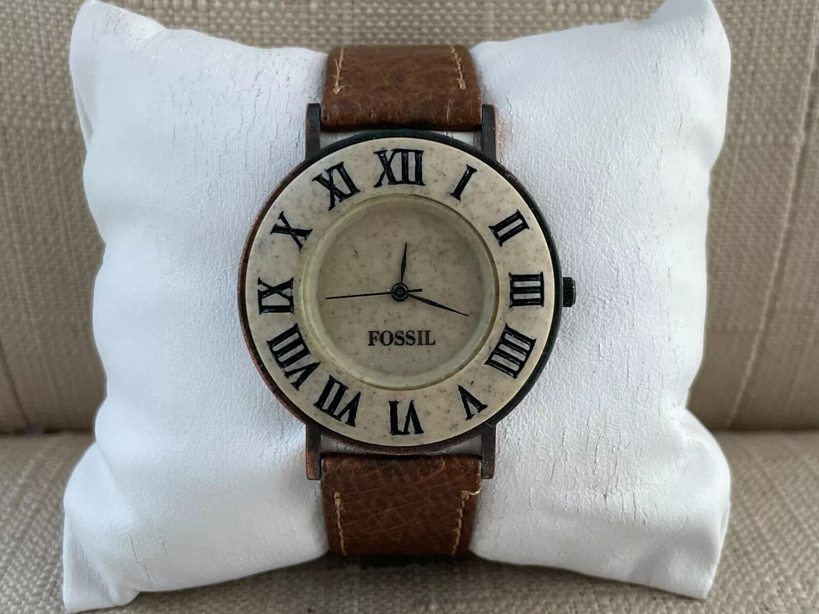 Fossil Men Wristwatch Vintage Rare Quartz Analog Wrist Watch Leather ...