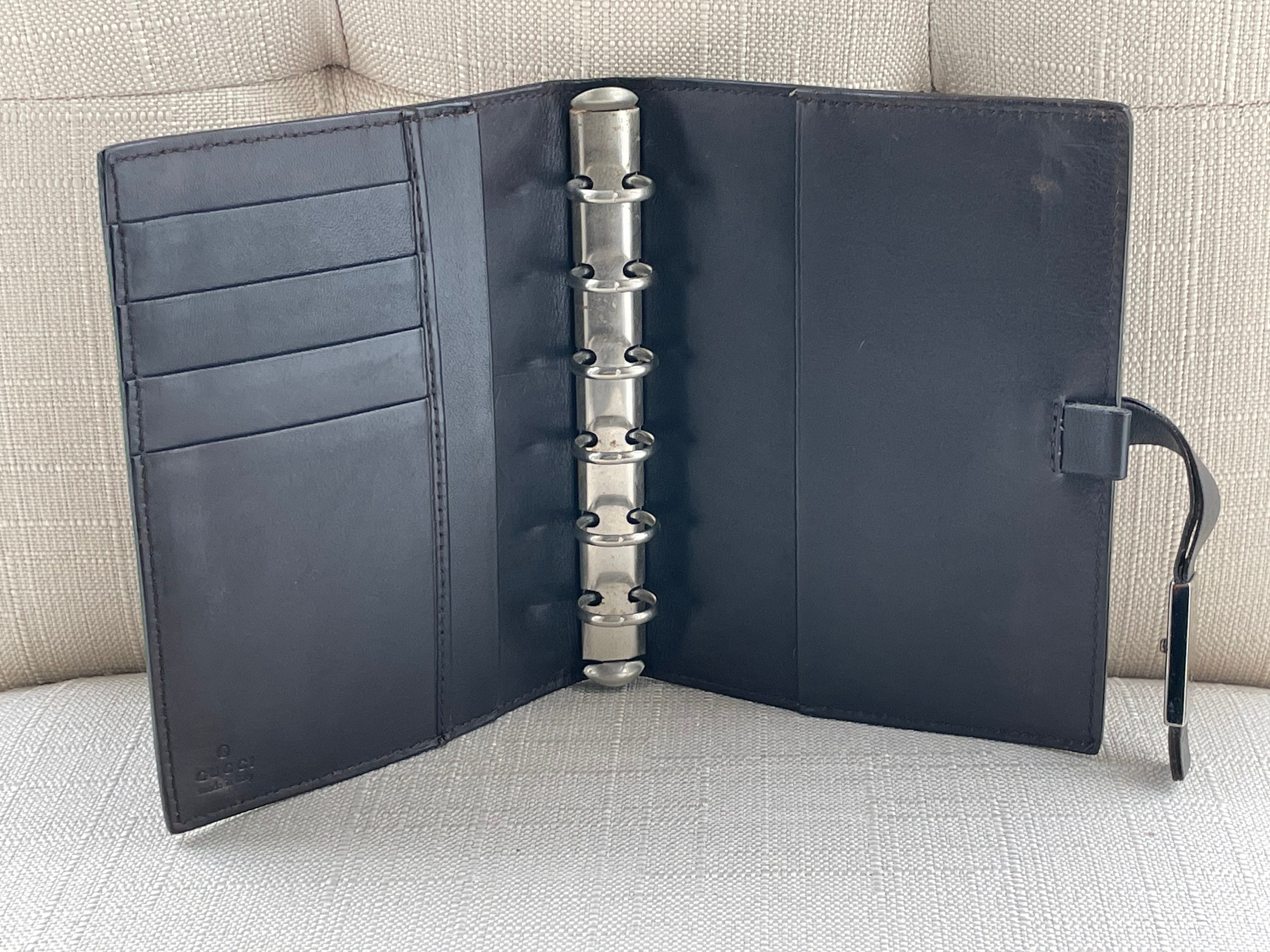 GUCCI Agenda Schedule Note Book Cover Black Leather Notebook Made in ...