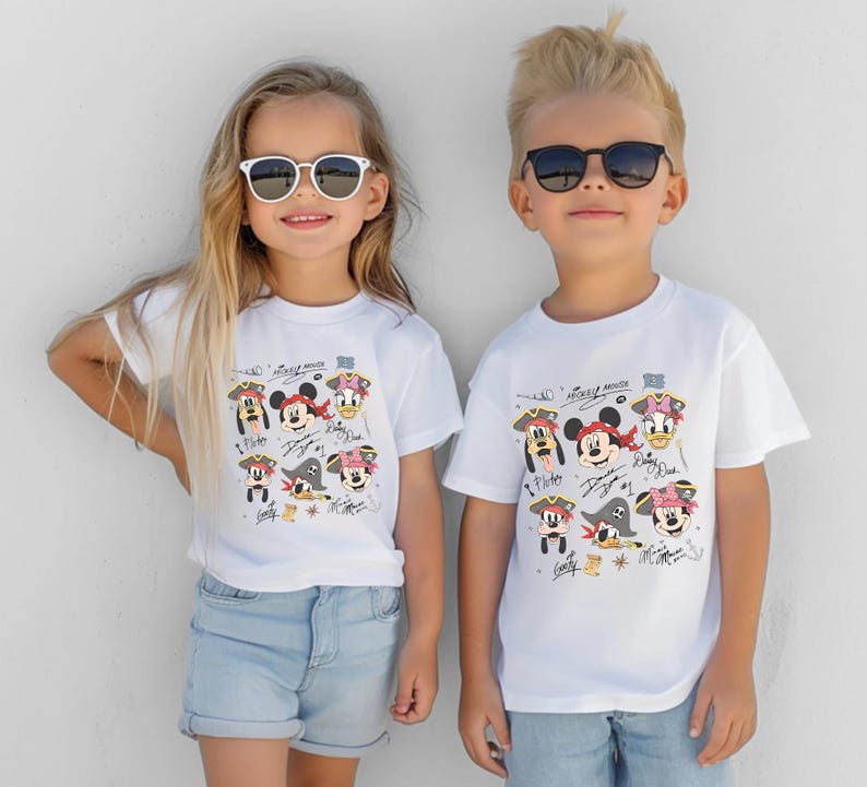 Vintage Disney Pirate Shirt, Mickey & Friends Pirate Signature Crew Tee ...