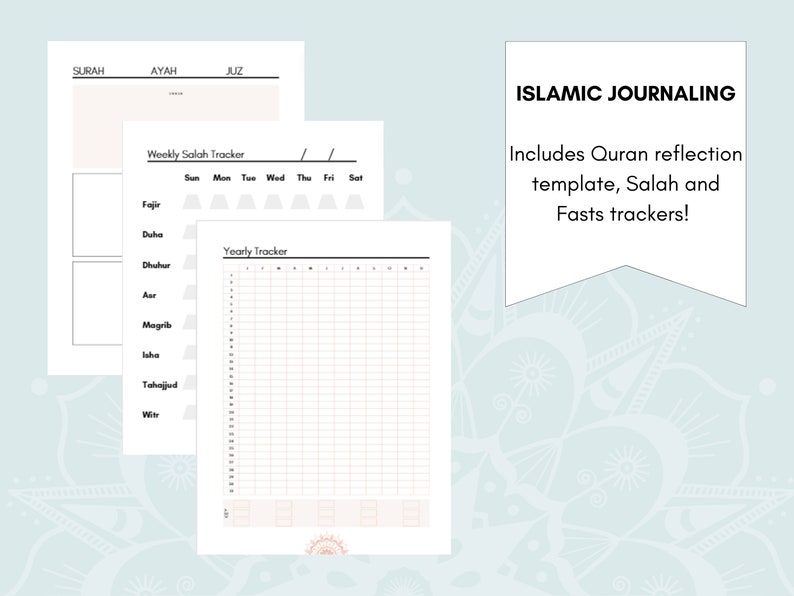 Monthly Islamic Journal | Salah Tracker, Daily Planner, Quran Journal ...