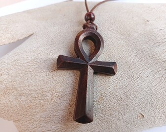 Ankh Pendant, Hand Carved Wooden Ankh Necklace for Men or Women ...