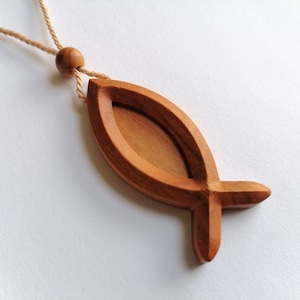 Christian Fish Wood Necklace - Etsy
