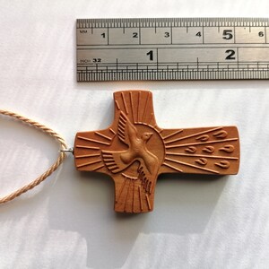 Holy Spirit Necklace, Wooden Cross Pendant Necklace - Etsy