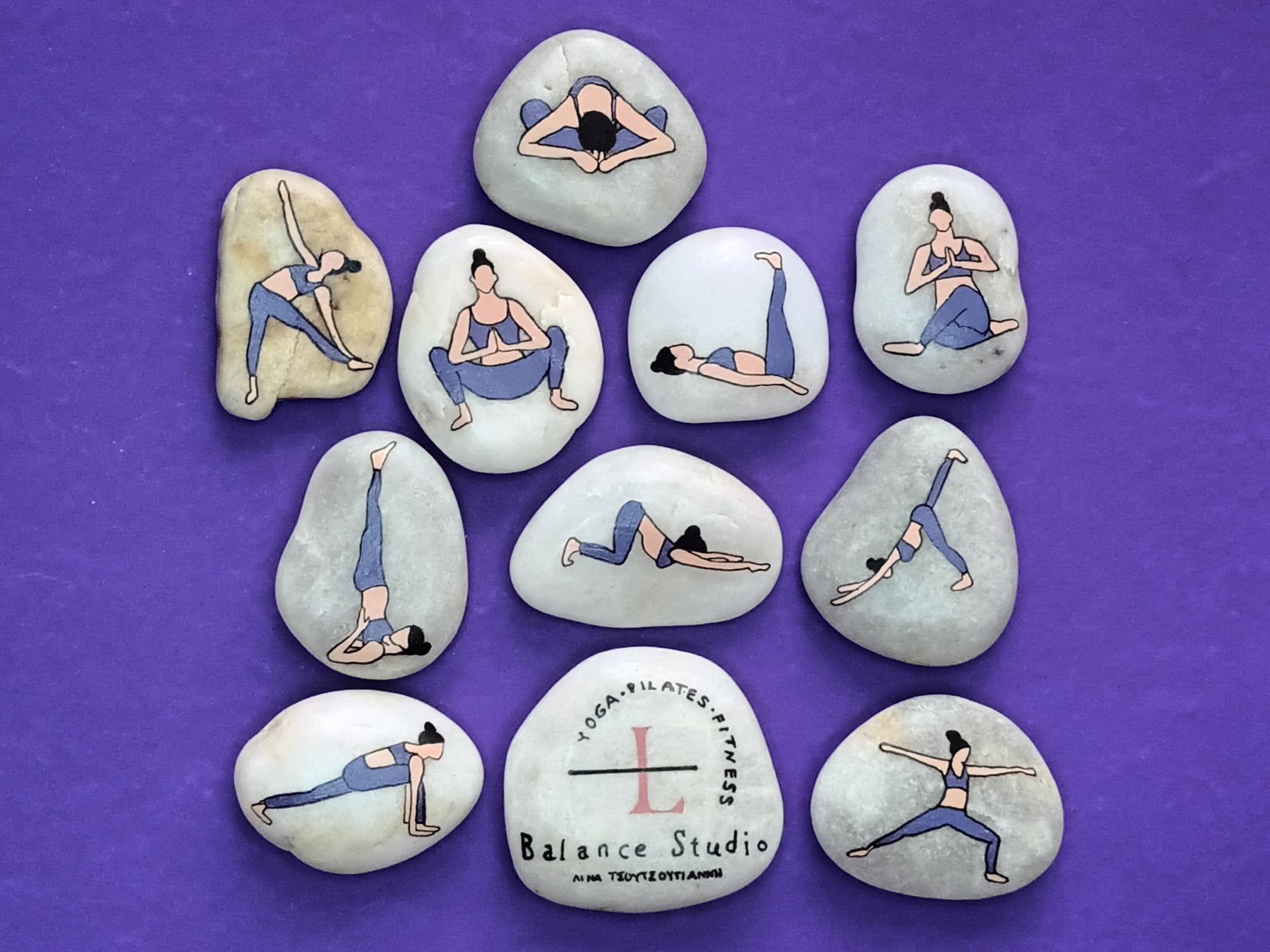 Hand-painted Pebbles Yoga Poses Story Set - Etsy