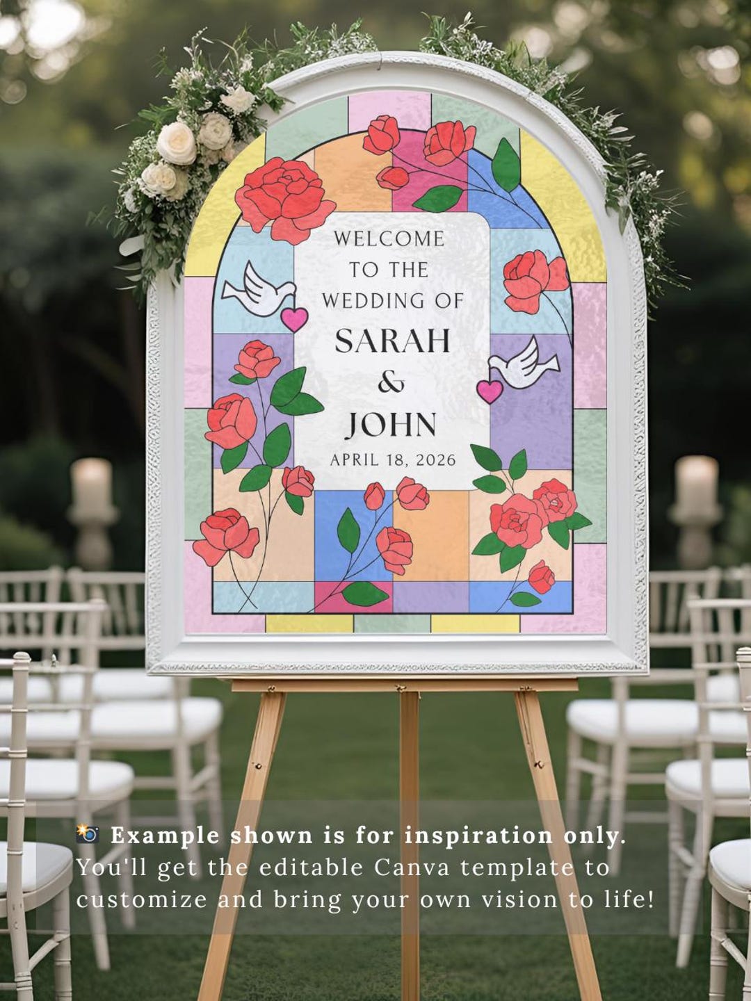 Stained Glass Welcome Sign - Digital Template for Weddings and Parties ...