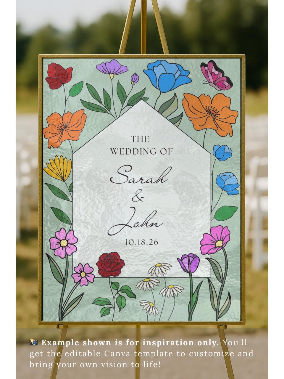 Stained Glass Wedding Welcome Sign Template – DIY Floral Design ...