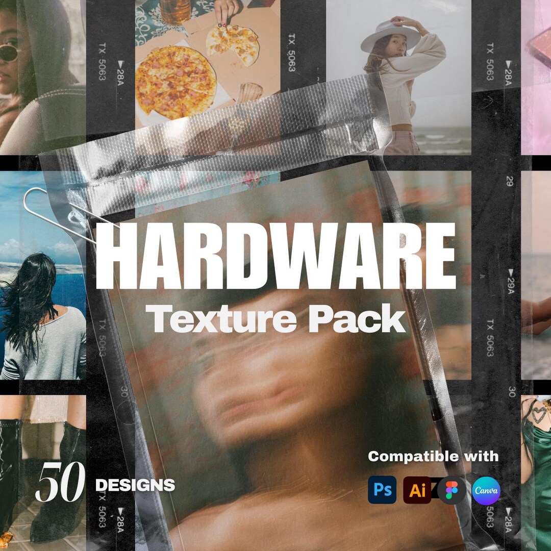 Hardware Texture Pack — 50 PNG Textures for Designers | Clips, Package ...
