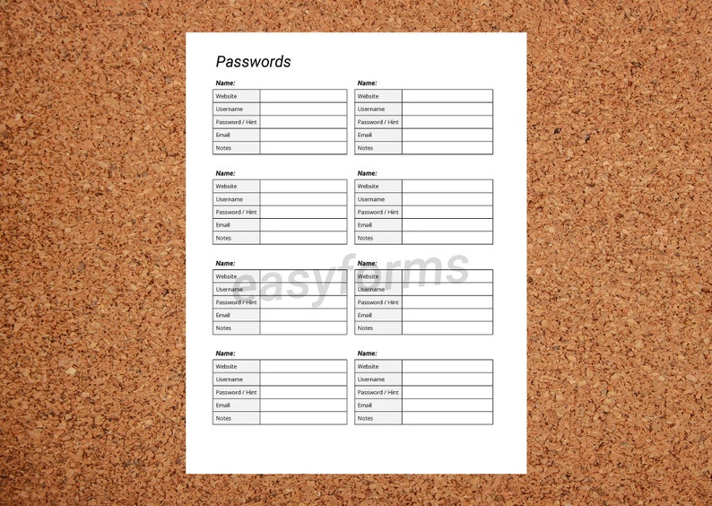 Password List | Printable Password Tracker | Editable Password Log ...