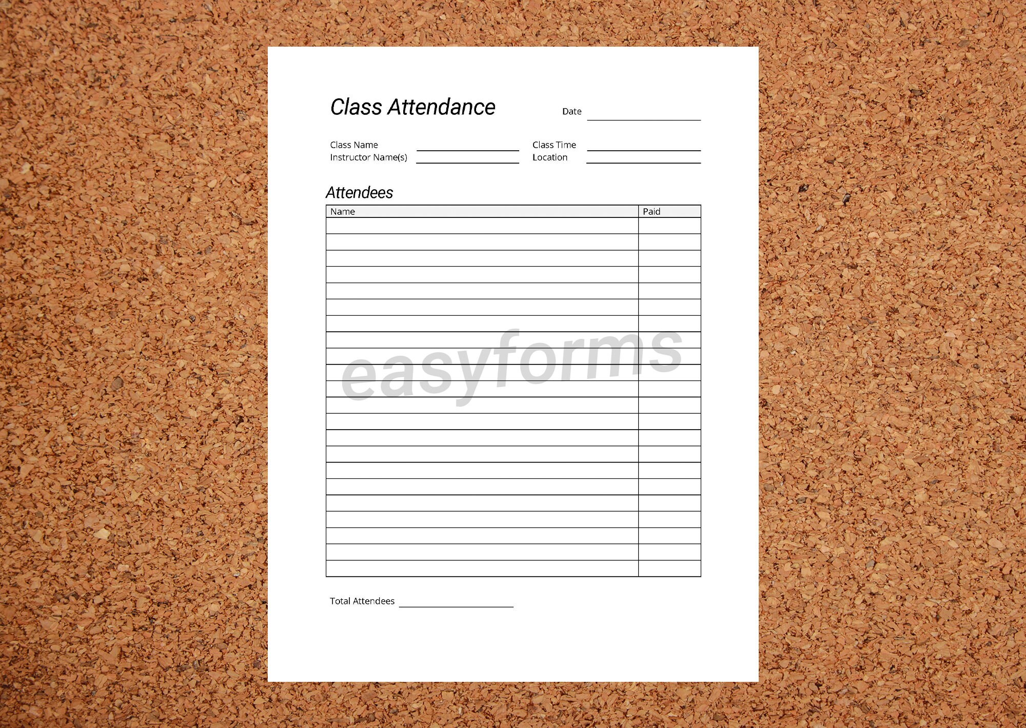 Class Attendance Sheet | Fillable Attendance Sheet Template | Fitness ...