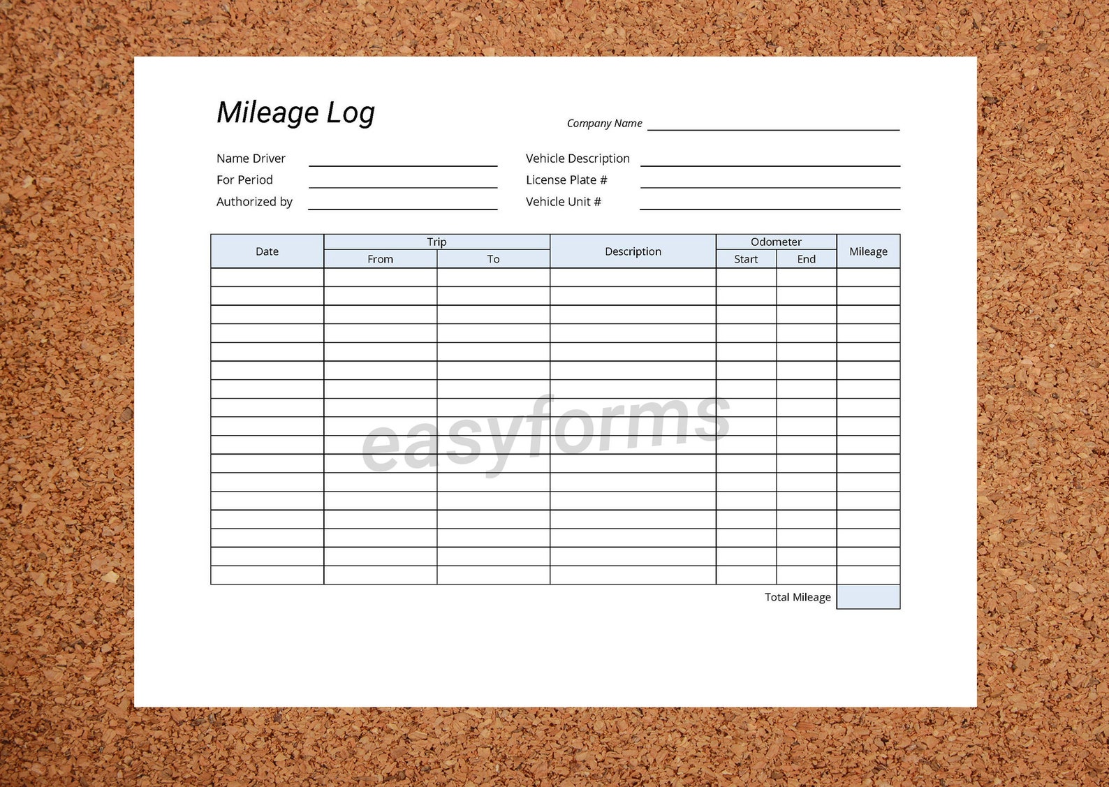 Printable Mileage Log: Fillable Vehicle & Business Mileage Tracker (PDF ...