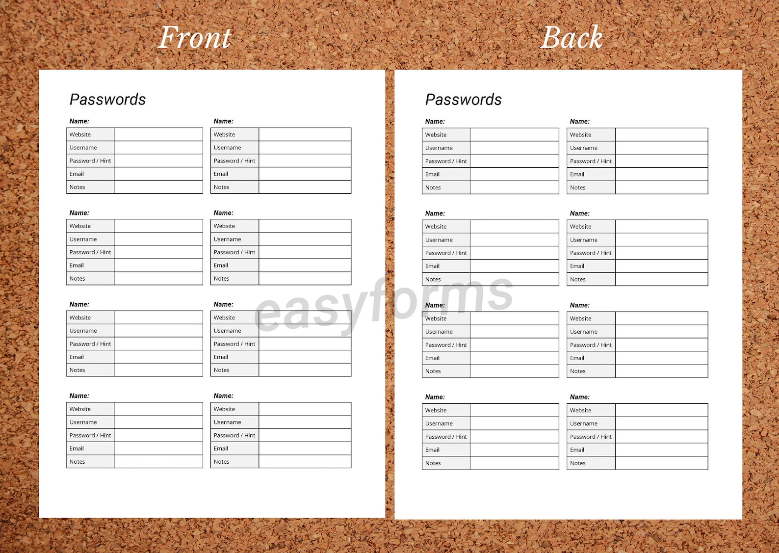 Password List | Printable Password Tracker | Editable Password Log ...