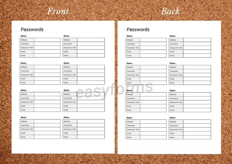 Password List | Printable Password Tracker | Editable Password Log ...