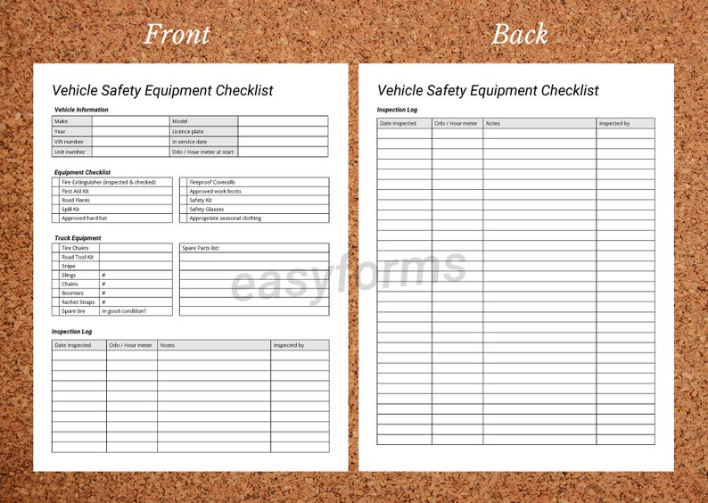 Vehicle Safety Equipment Checklist | Daily Vehicle & Equipment ...