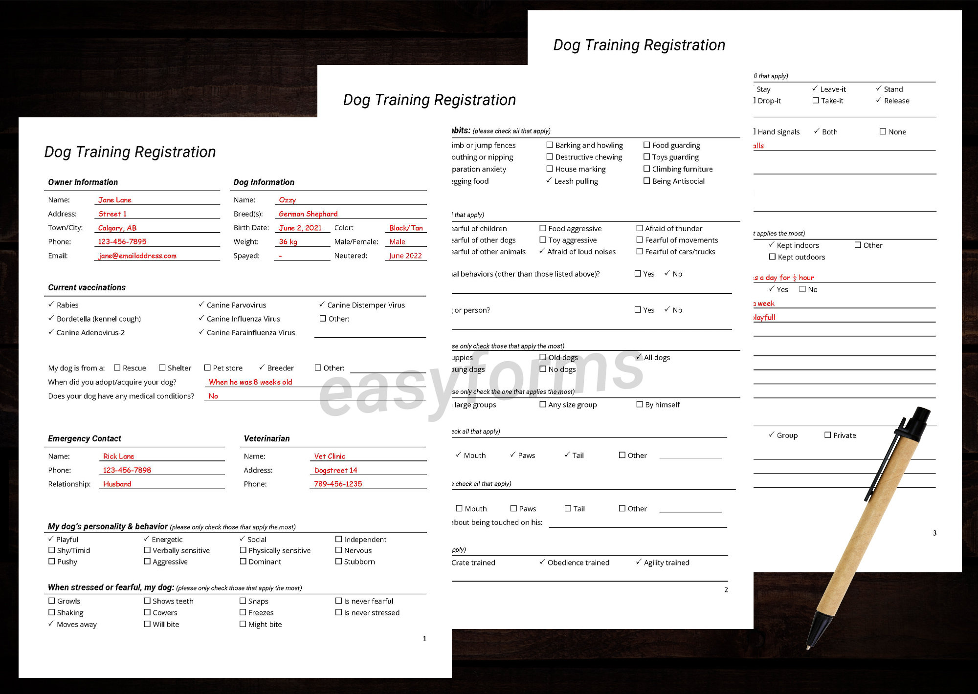 Dog Training Registration Form | Dog Trainer Intake Form | Puppy ...