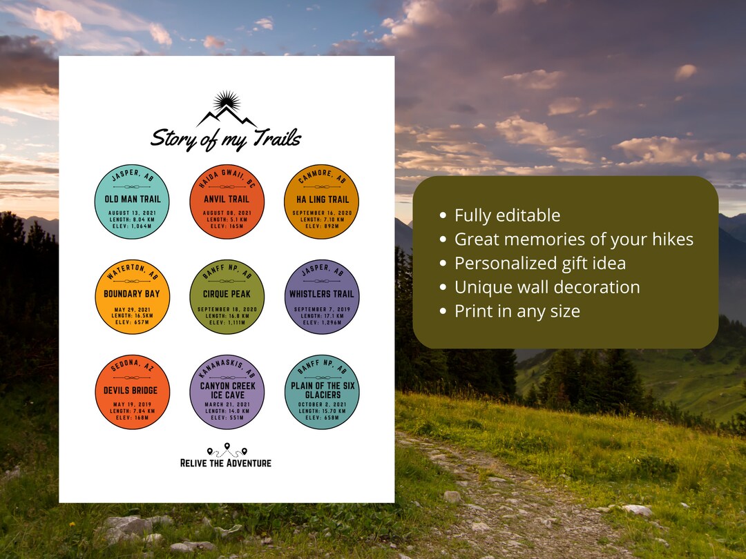 Hiking Journal Template | Canva Hiking Printable Wall Art ...