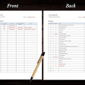 First Aid Kit Inspection Checklist & Inventory (printable/fillable PDF ...