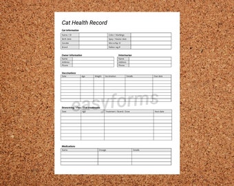 Cat Health Record Canva Template Kitten Vaccination Record Feline ...