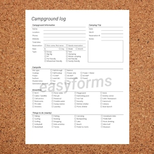 Campground Log: Fillable Campsite Review & Tracker (PDF, Word) - Etsy