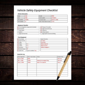 Vehicle Safety Checklist: Daily Equipment Inspection (printable ...