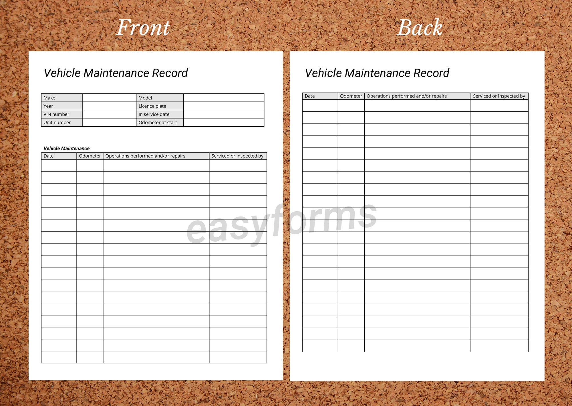 Vehicle Maintenance Log Template | Vehicle Maintenance Record | Car ...