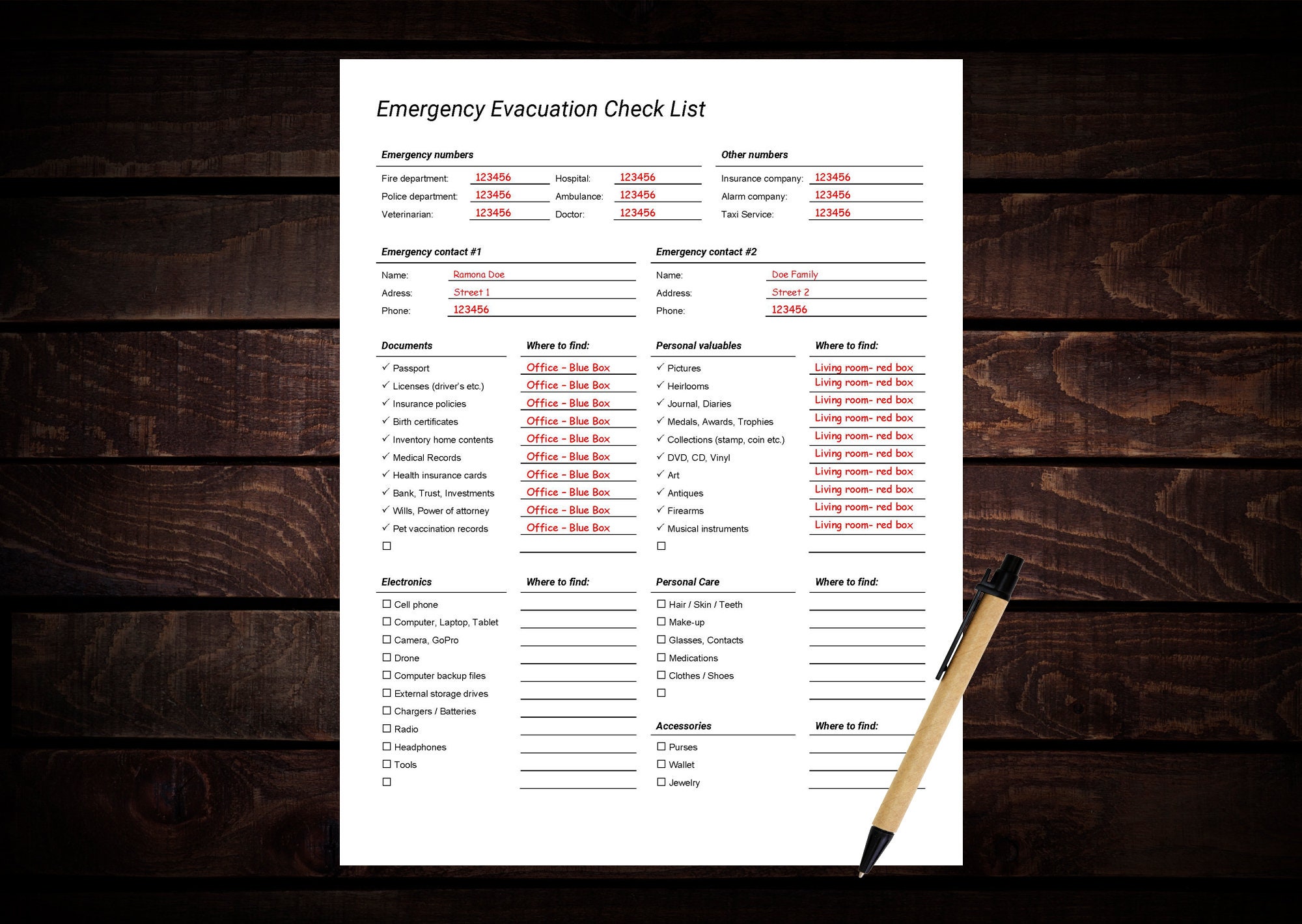 Emergency Evacuation Checklist | Evacuation or Travel Packing List ...