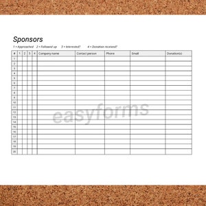 Sponsorship Form Template | Donation Signup | Fundraising Sheet ...