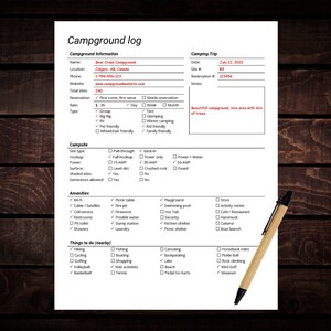 Campground Log: Fillable Campsite Review & Tracker (PDF, Word) - Etsy