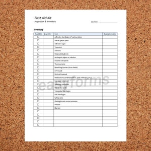First Aid Kit Inspection Checklist & Inventory (printable/fillable PDF ...