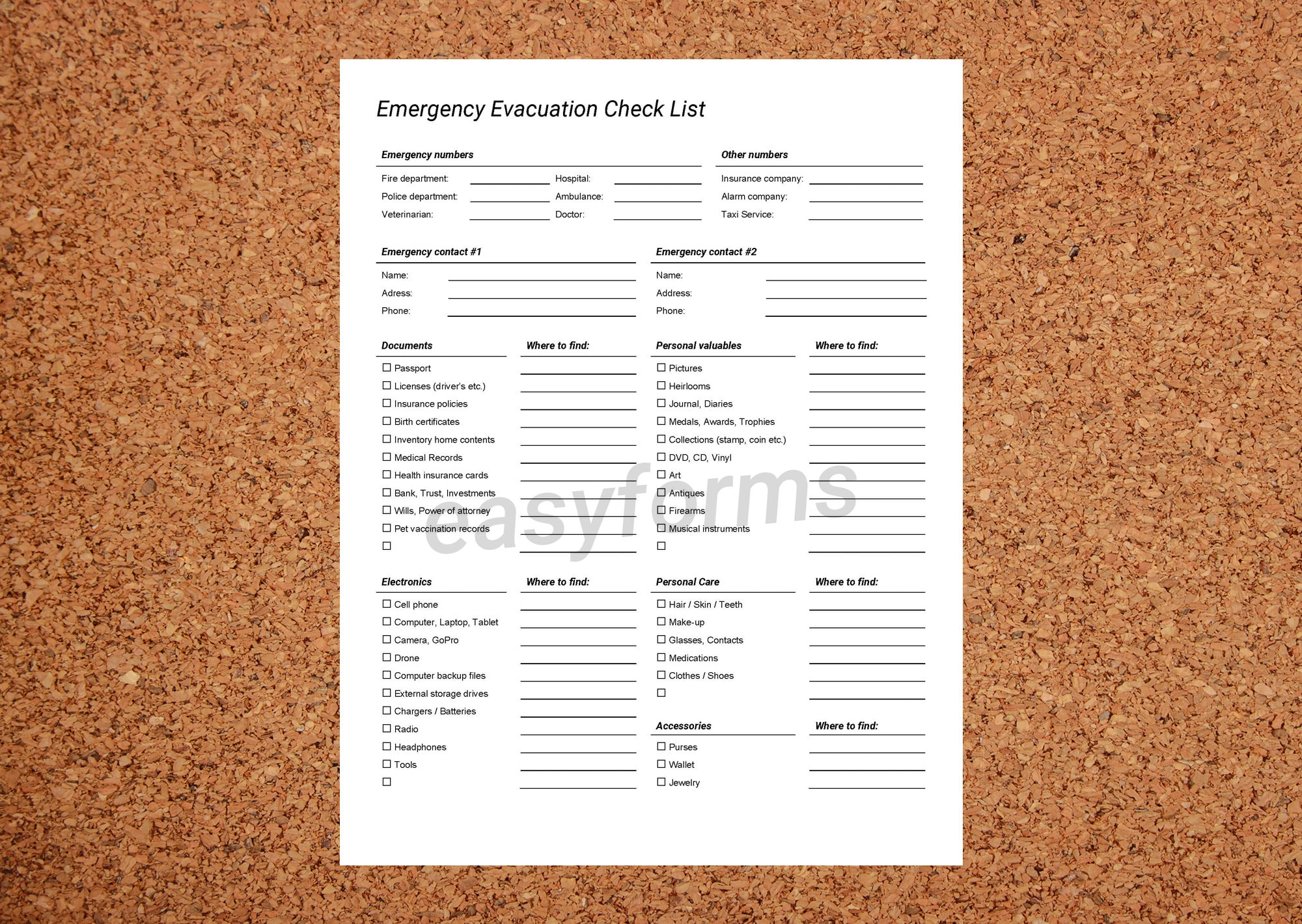 Emergency Evacuation Checklist | Evacuation or Travel Packing List | Emergency Planner | Grab ...