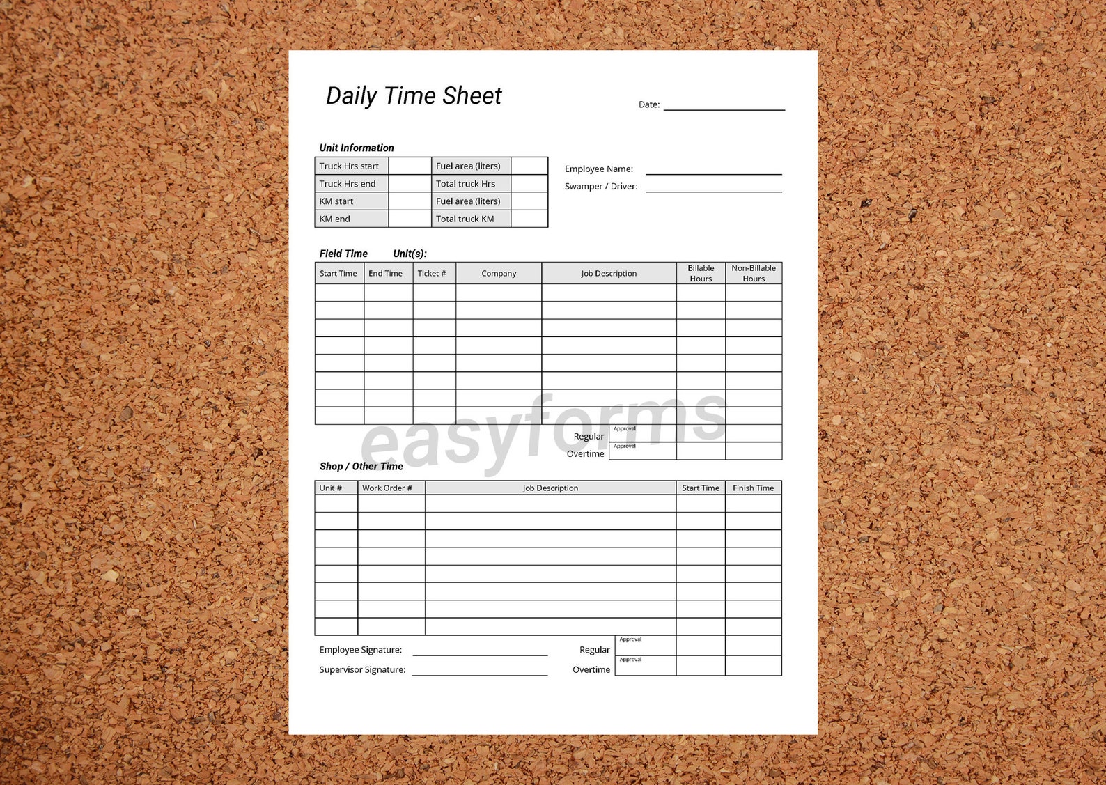 Truck Driver Daily Timesheet: Printable Fillable Timecard (PDF) - Etsy