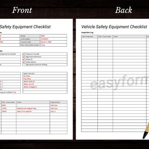Vehicle Safety Checklist: Daily Equipment Inspection (printable ...