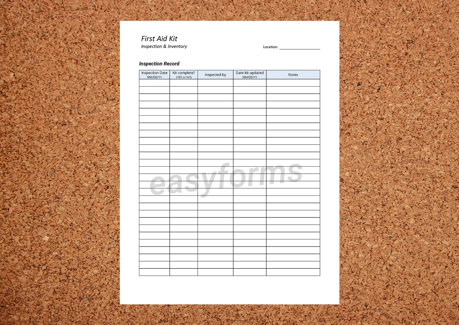 First Aid Kit Inspection Record | First Aid Kit Checklist | First Aid ...