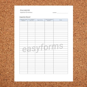First Aid Kit Inspection Checklist & Inventory (printable/fillable PDF ...