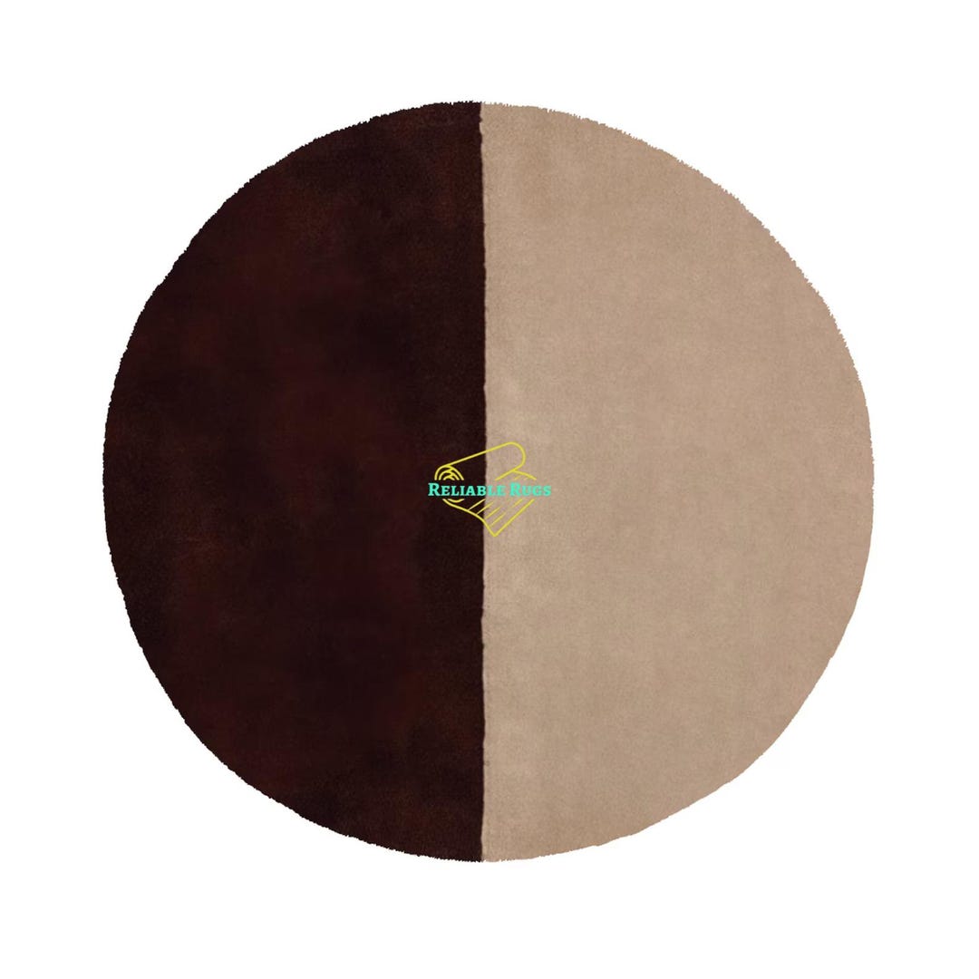 Handmade Half & Half Round Shaped Rug, 100% New Zealand Wool Product ...