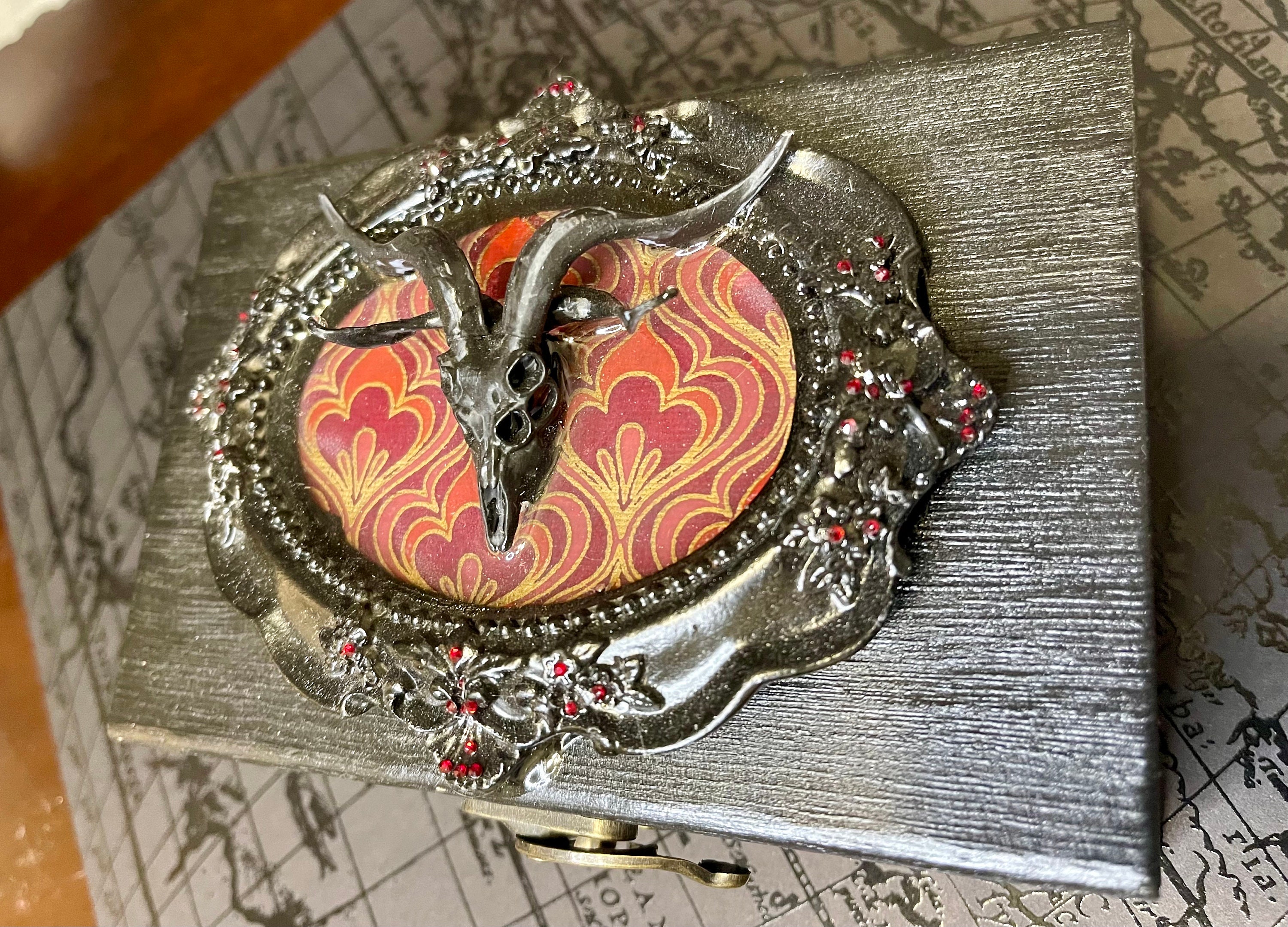 Baphomet Skull decorative Box for Altar Jewelry Standard Tarot Deck ...