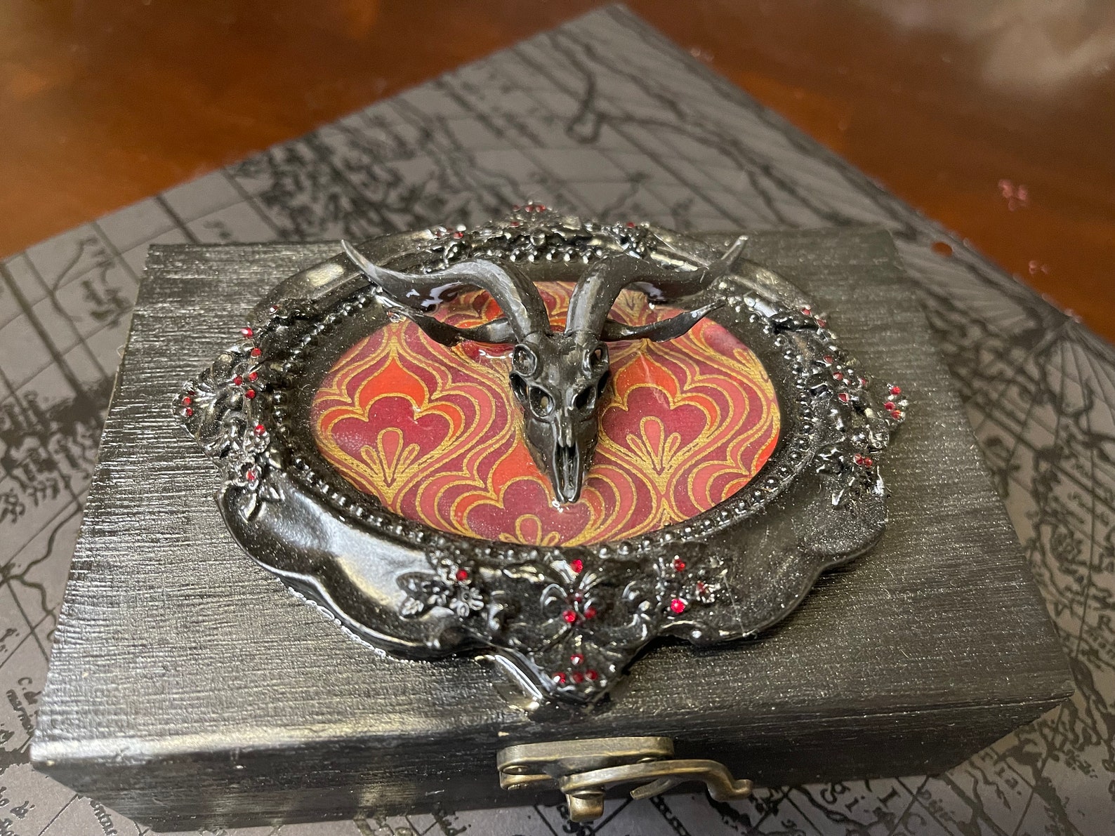 Baphomet Skull decorative Box for Altar Jewelry Standard Tarot Deck ...