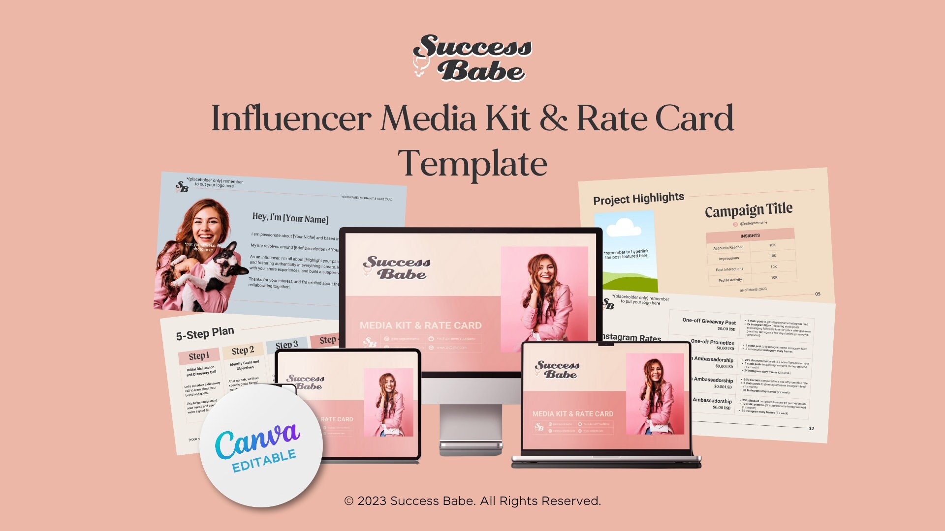 2024 Influencer Media Kit & Rate Card Template Also for Brand ...
