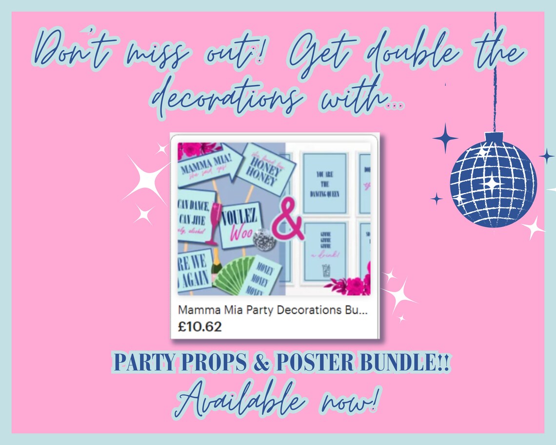 Mamma Mia Photobooth Props | ABBA Party Decorations (digital Download ...