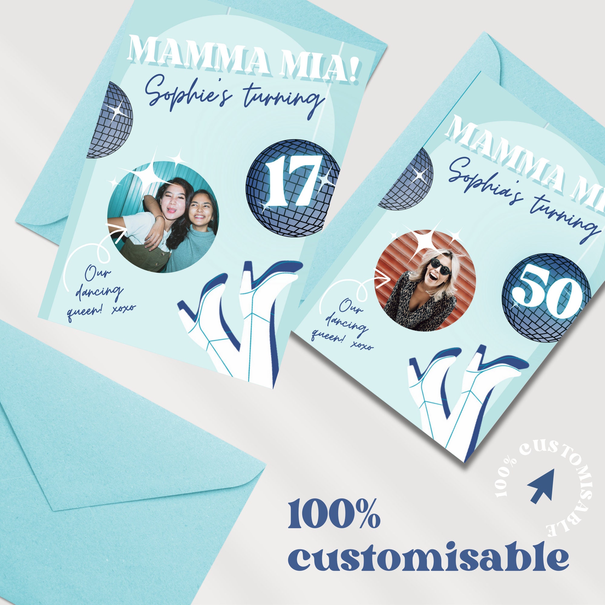 Mamma Mia Birthday Invitation Template | Disco Party (digital or ...
