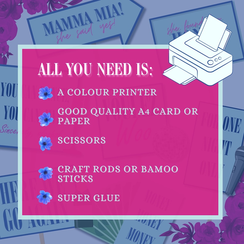 Mamma Mia Photobooth Props | ABBA Party Decorations (digital Download ...
