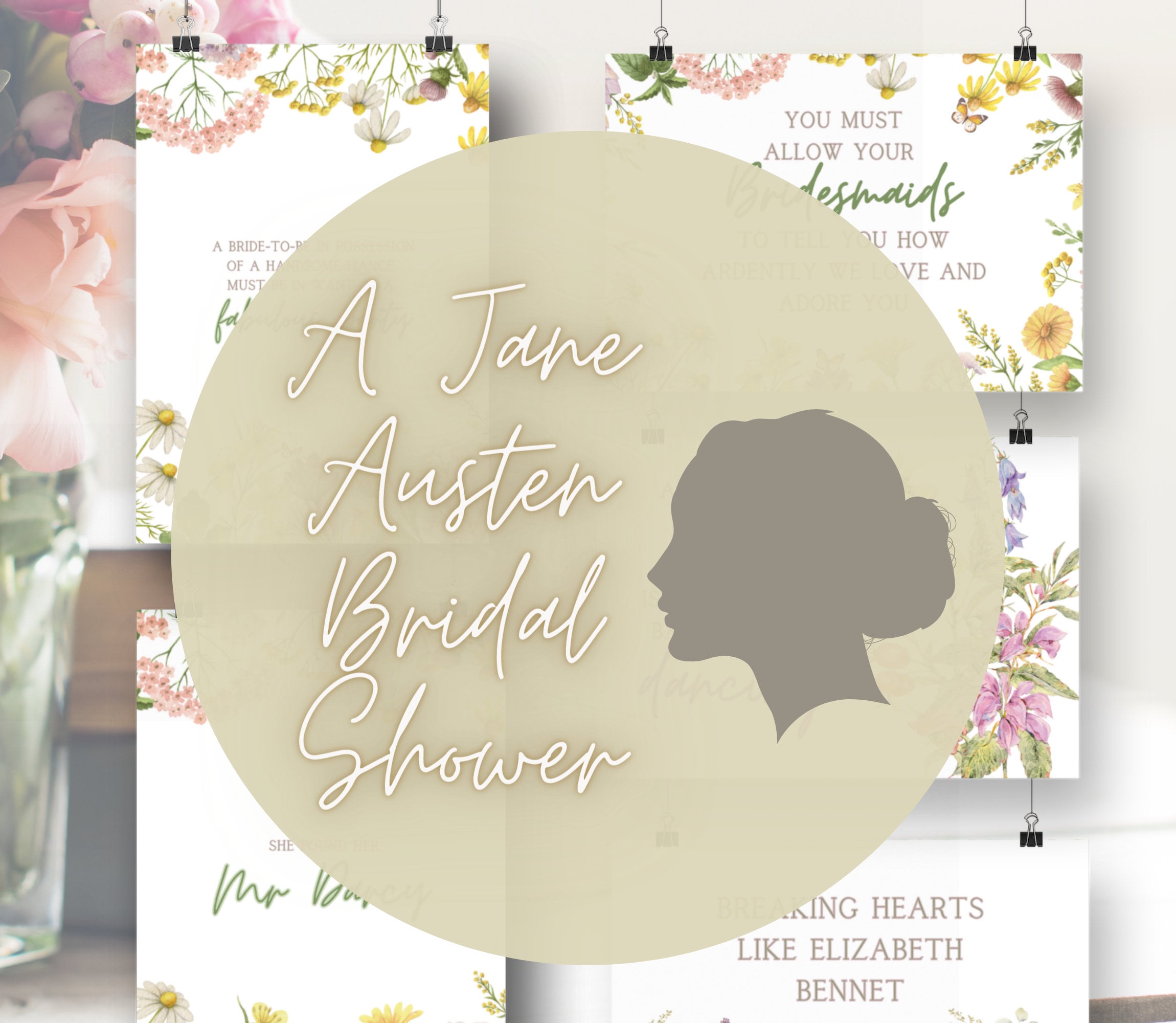 Jane Austen Bridal Shower Party Posters Pride & Prejudice - Etsy