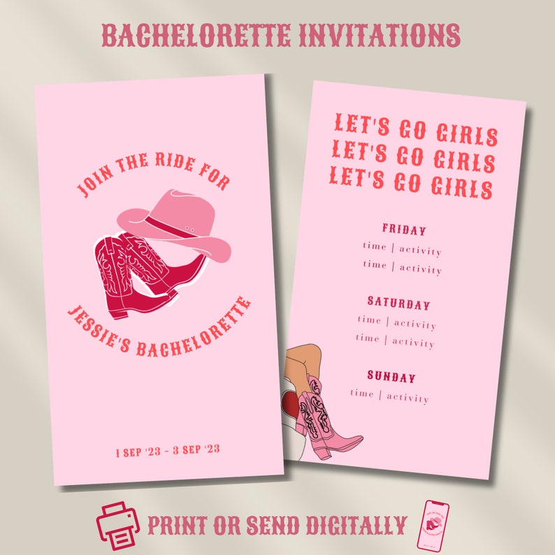 Cow Girl Hen Party Invitation Cow Girl Theme Hen Do/ - Etsy