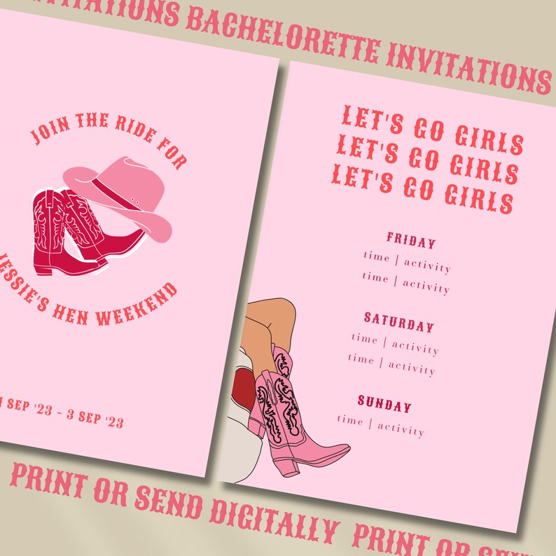 Cow Girl Hen Party Invitation Cow Girl Theme Hen Do/ - Etsy