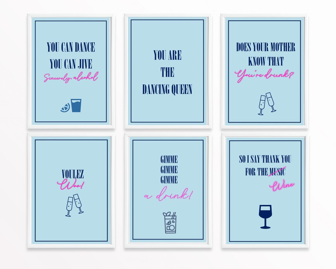 Mamma Mia Party Decorations, Photo Booth Props, ABBA Posters (digital ...