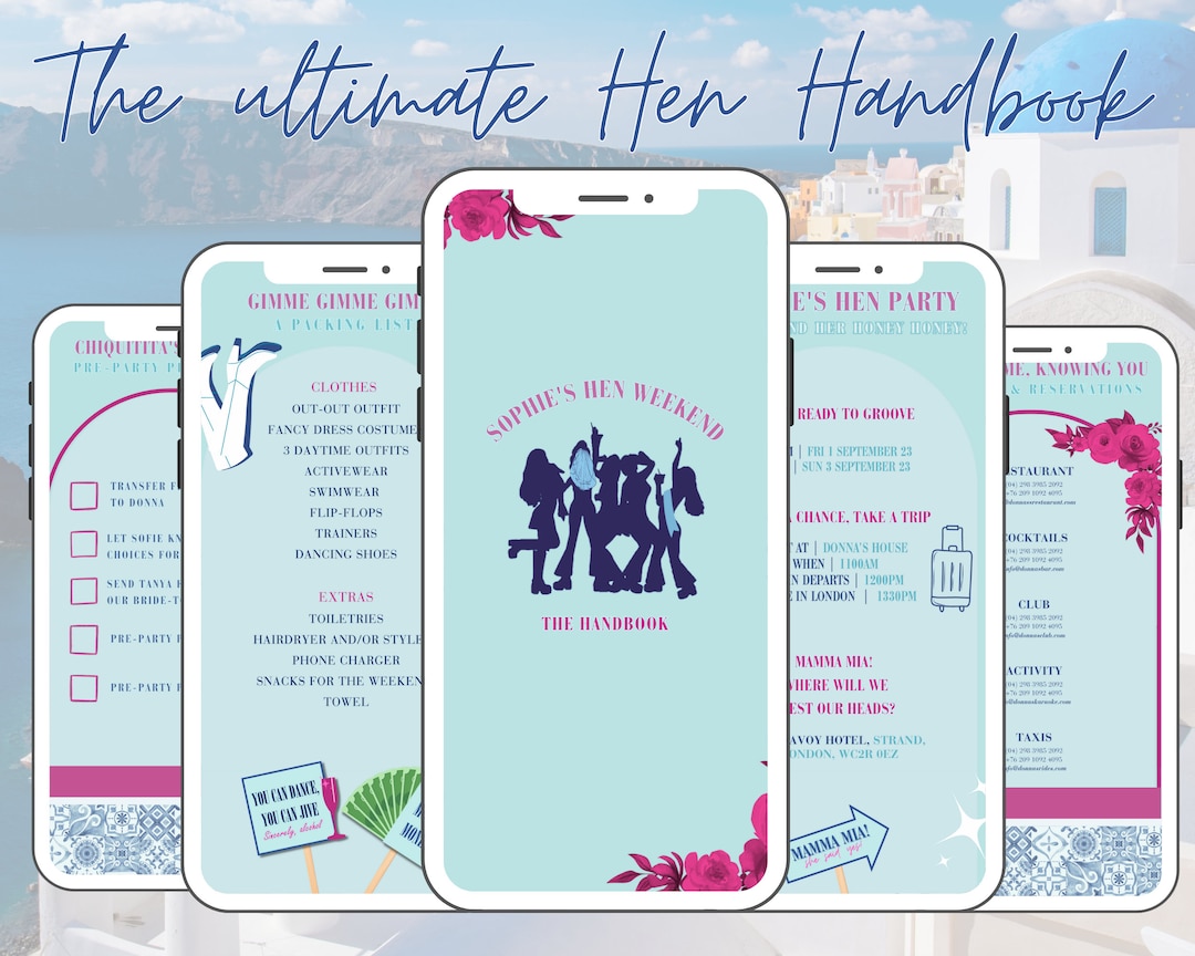 Digital Hen Party Itinerary Template | Mamma Mia Inspired Bachelorette ...