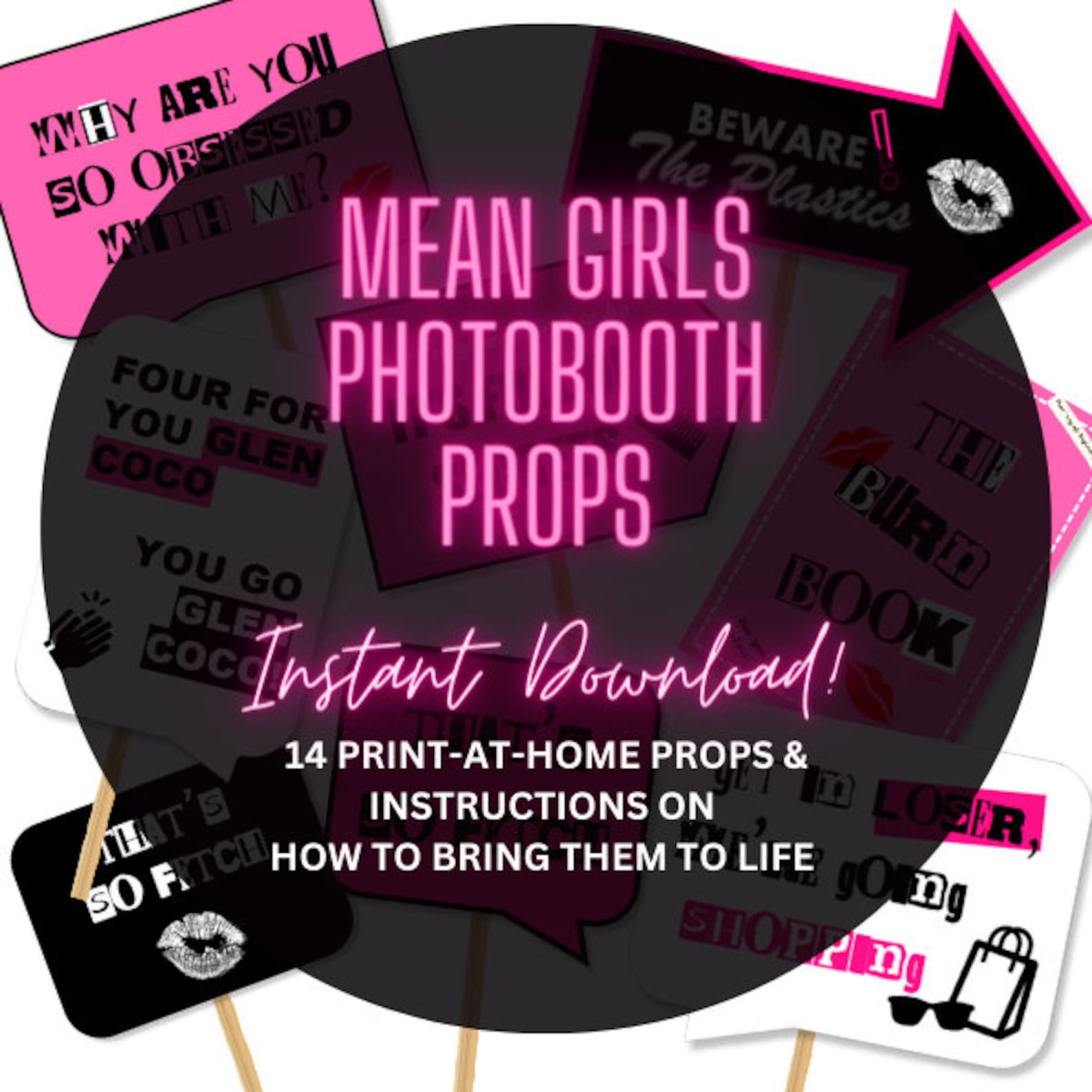 Mean Girls Party Photo Booth Props | Printable Decorations (digital ...