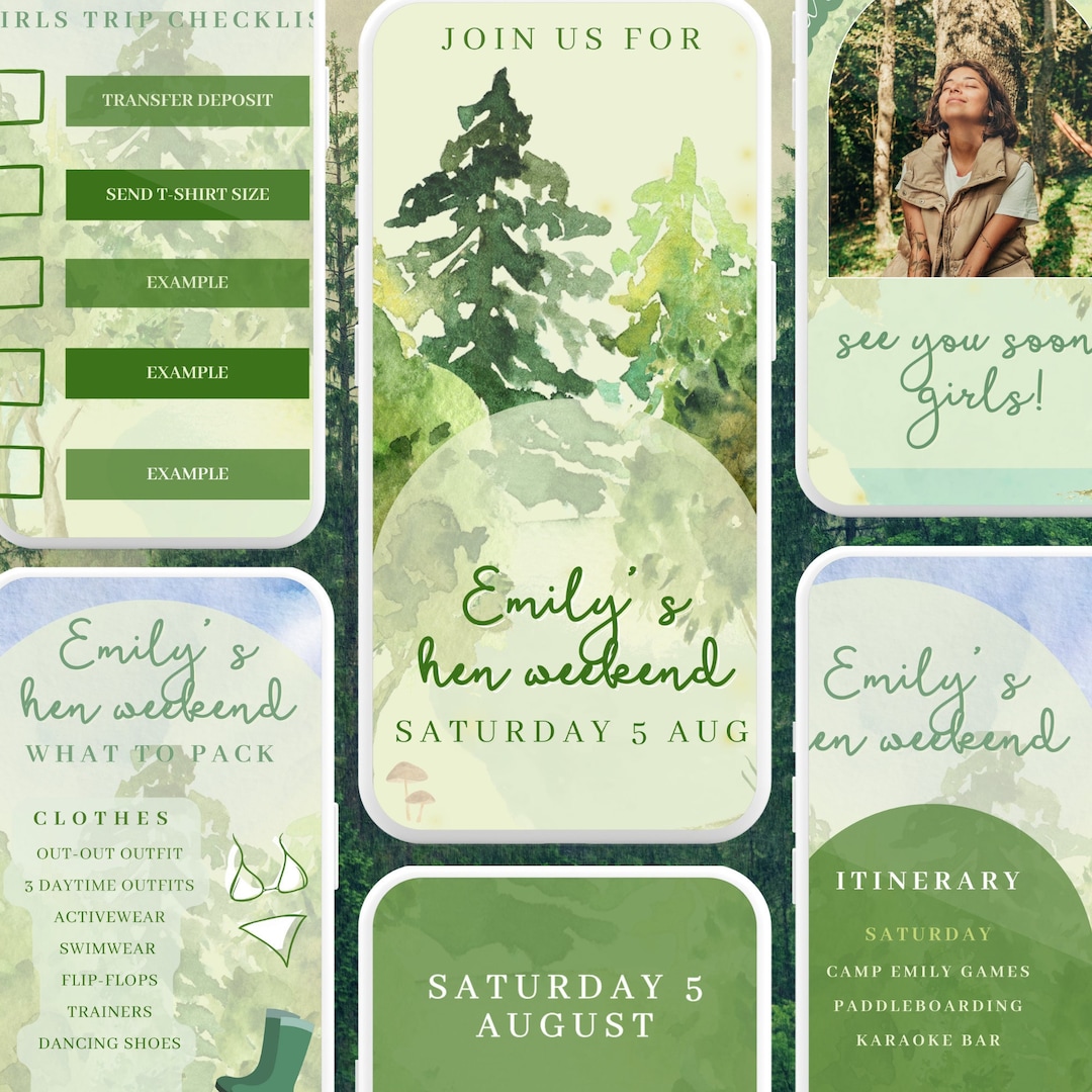 Nature Hen Weekend Itinerary Template | Mobile Bachelorette Party ...